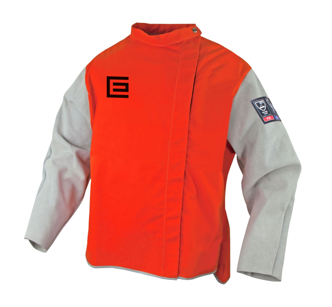 ELLIOTTS Proban® High Visibility Orange Welding Jacket with Chrome Lea ...